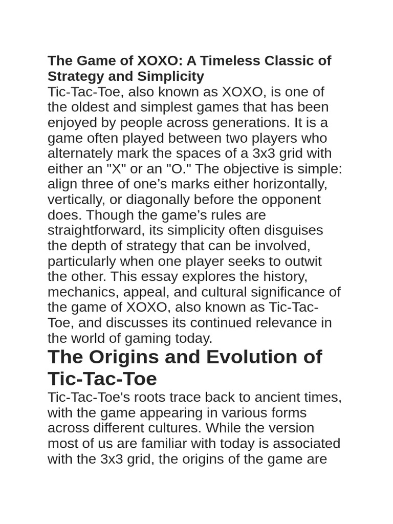 The Timeless Strategy of Tic-Tac-Toe | PDF | Thought | Artificial ...