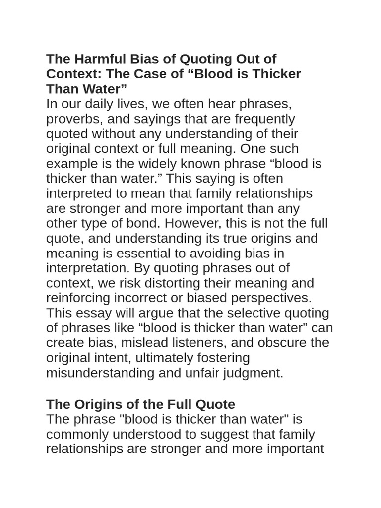 The Harmful Bias of Quoting Out of Context | PDF | Bias | Friendship