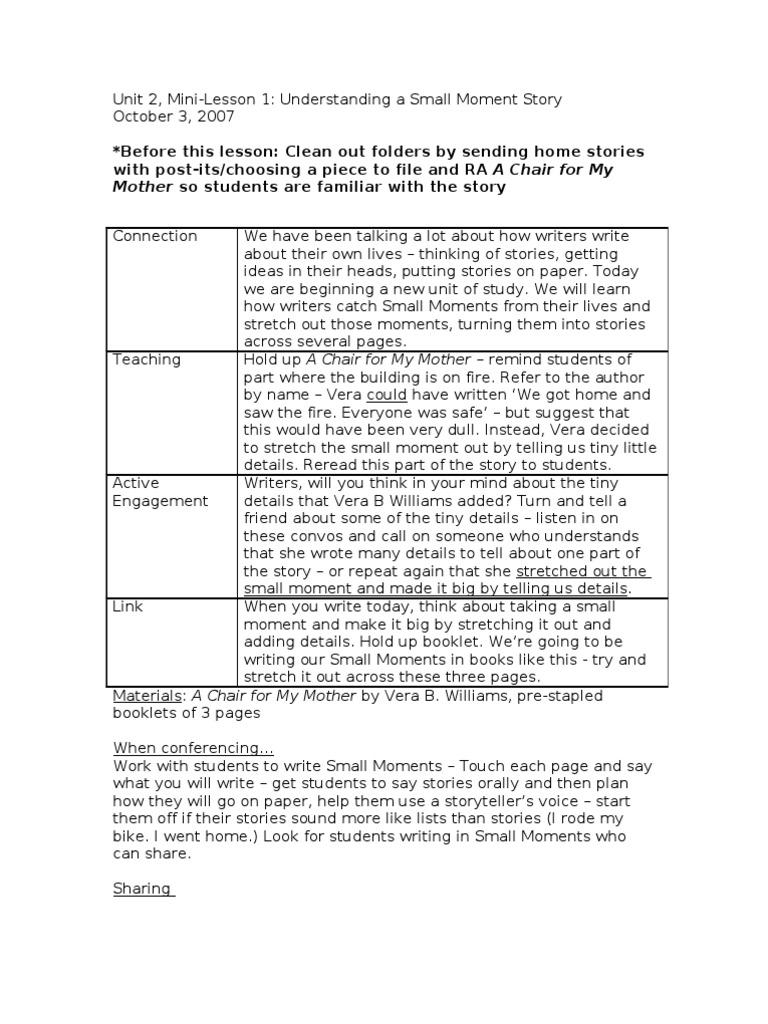 Lucy Calkins Writing Lesson Unit 2 | PDF | Storytelling | Editing