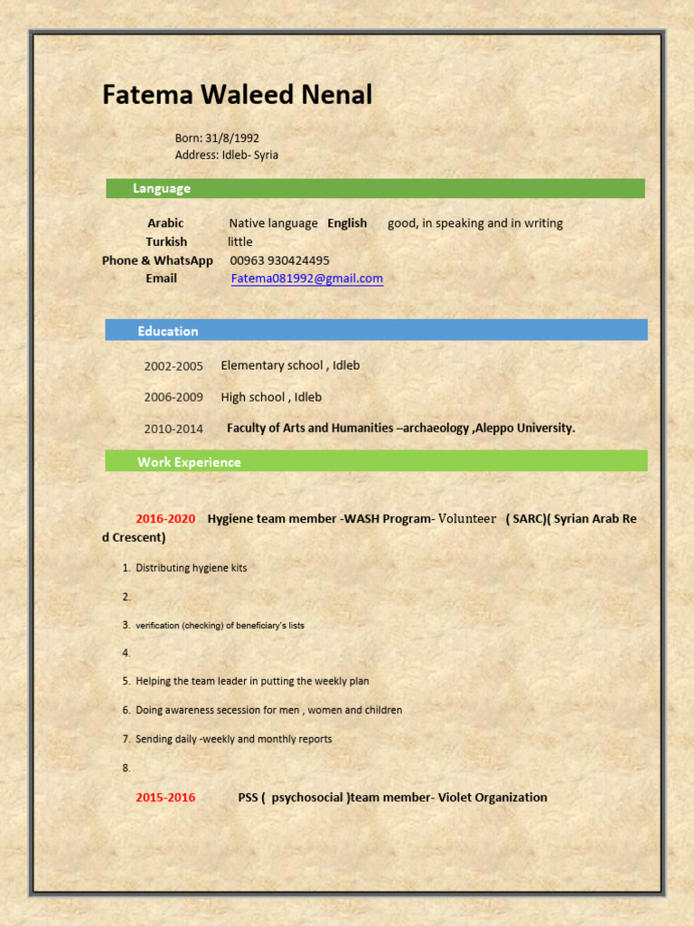 Fatema Waleed Nenal: CV & Experience | PDF | Software | Microsoft Windows