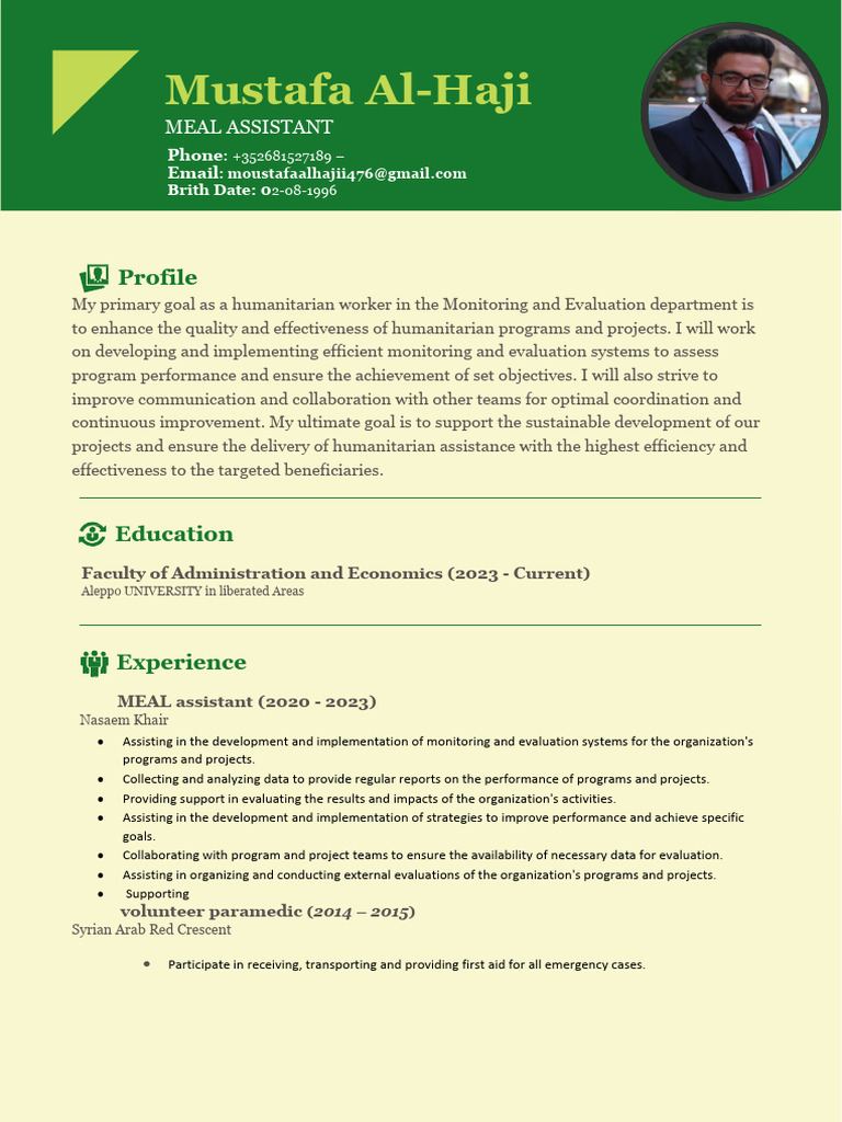 CV Mustafa Al-Haji | PDF | Project Management | Monitoring And Evaluation