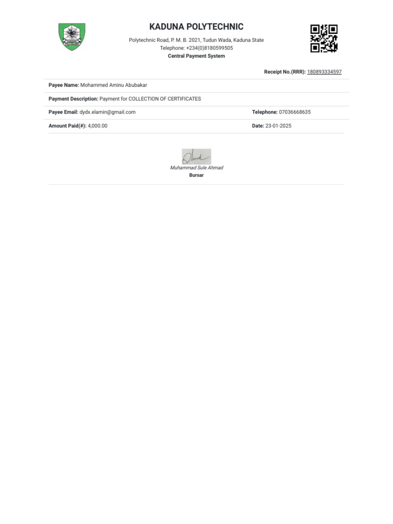 KADPOLY - Payment Receipt View | PDF