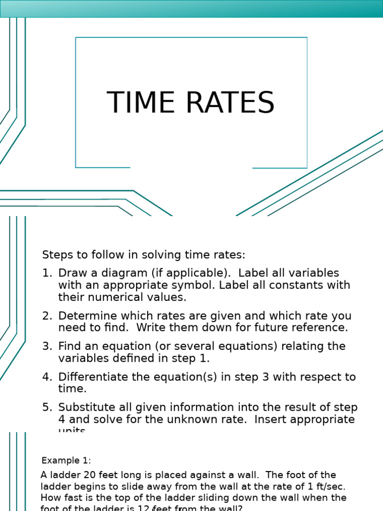 Endcal13e Lec-15 Time Rates | PDF | Equations | Derivative