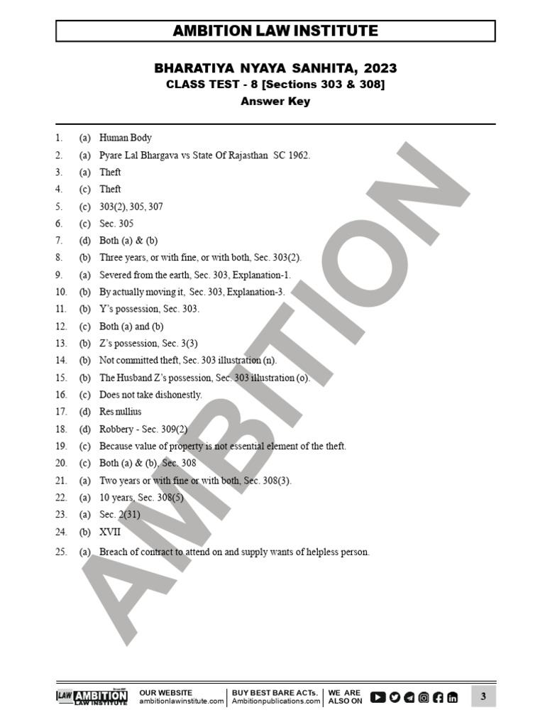BNS Objective Test-8 (Ans.) | PDF