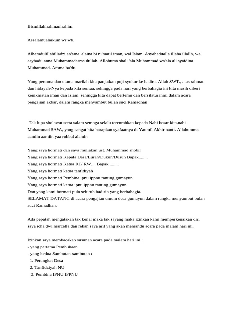 teks mc_pengajian umum | PDF