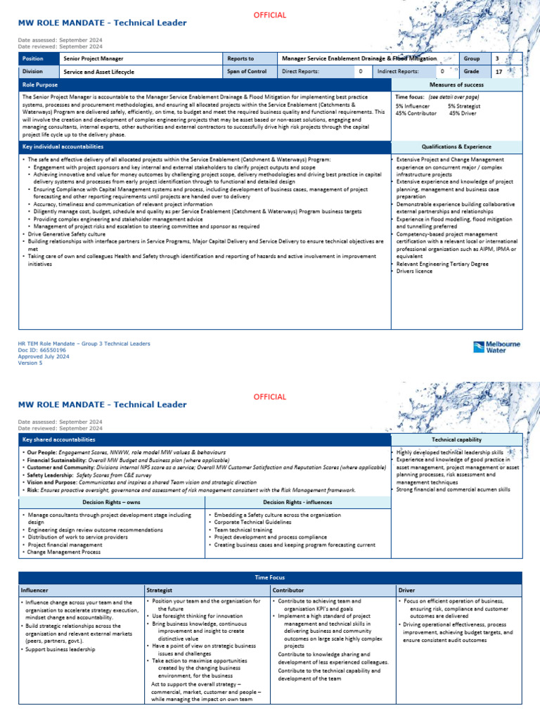 Senior Project Manager Role Overview | PDF | Project Management | Risk ...