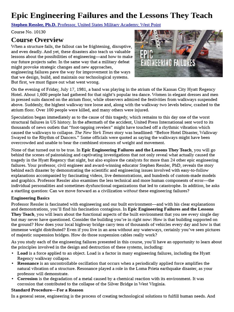 TTC Epic Engineering Failures and The Lessons They Teach | PDF ...