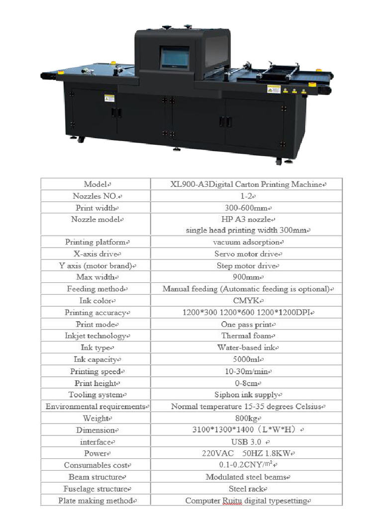 XL900-A3Digital Carton Printing Machine | PDF
