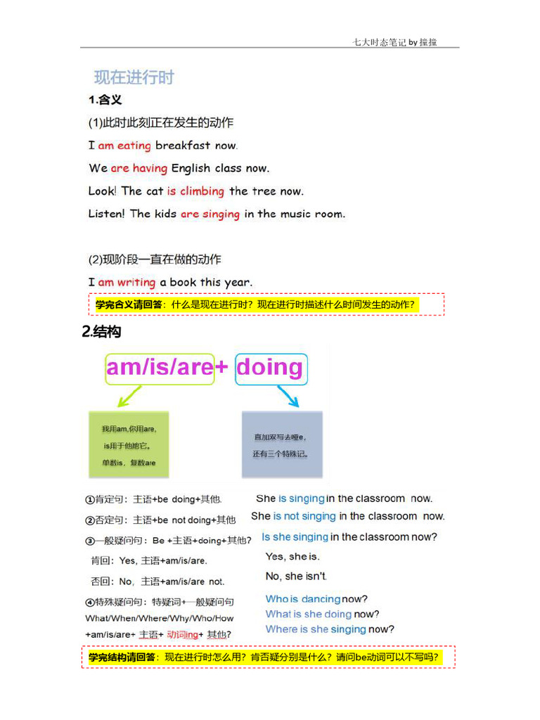 Present Continuousnotes | PDF