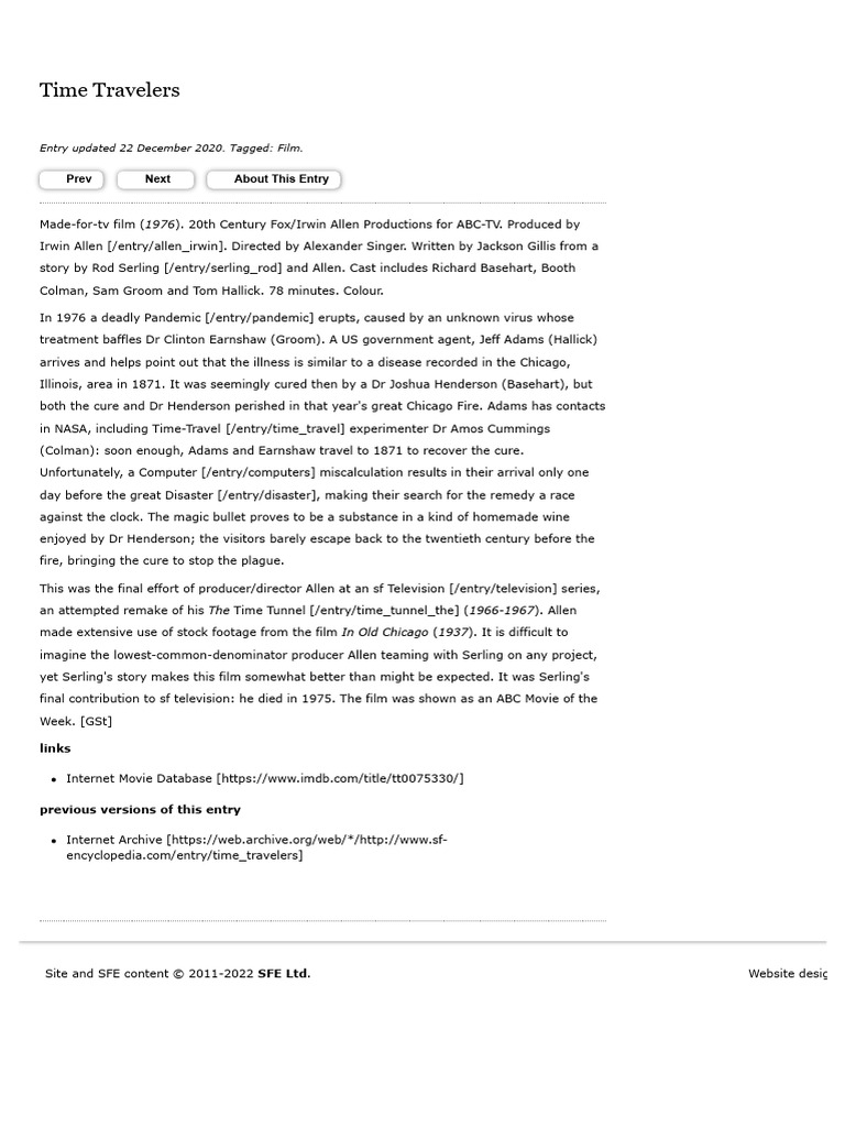 SFE Time Travelers | PDF