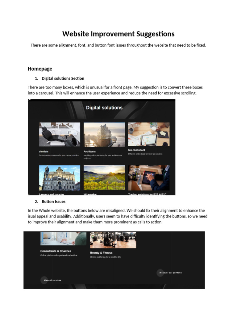 Website Improvement Suggestions | PDF