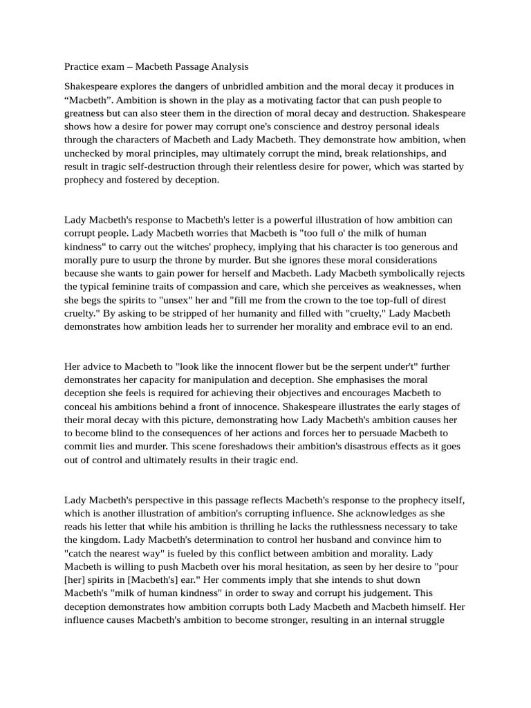 Macbeth Argument Analysis | PDF | Macbeth | Conscience