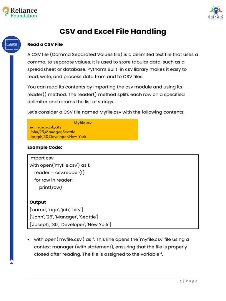 CSV and Excel File Handling | PDF | Comma Separated Values | Microsoft Excel