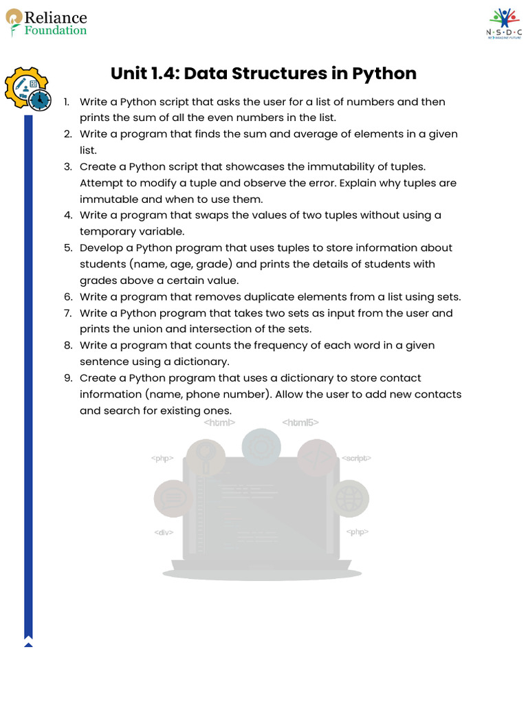 Python Data Structures Exercises | PDF