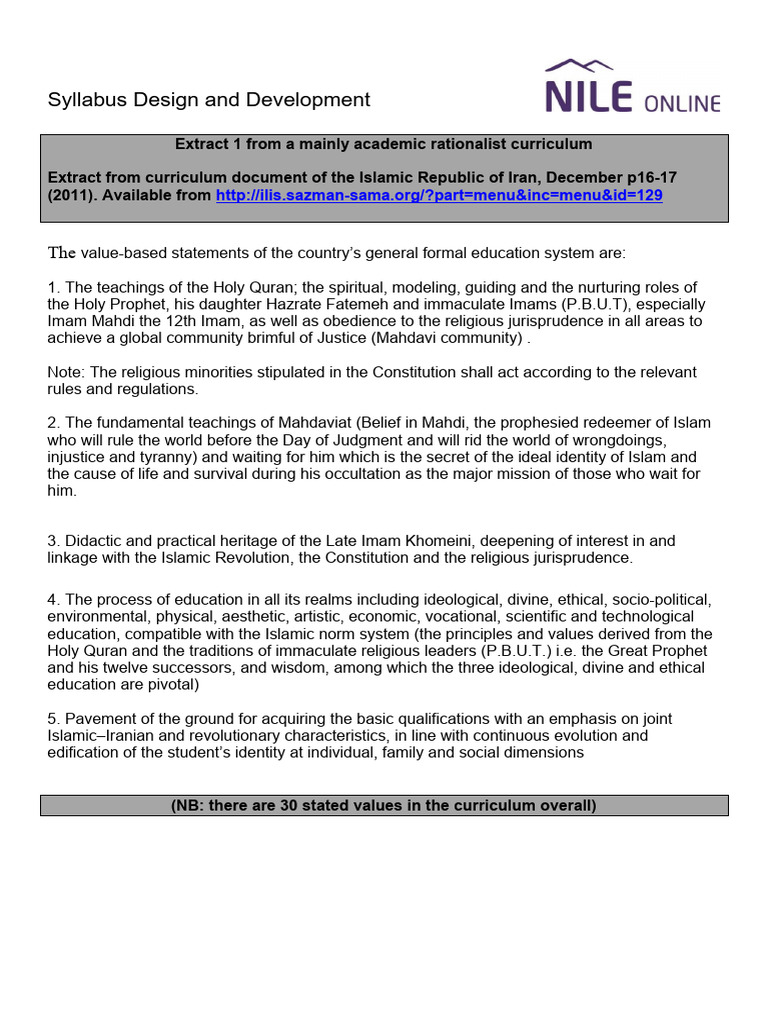 Activity 2.1 Extract 1 From A Mainly Academic Rationalist Curriculum | PDF