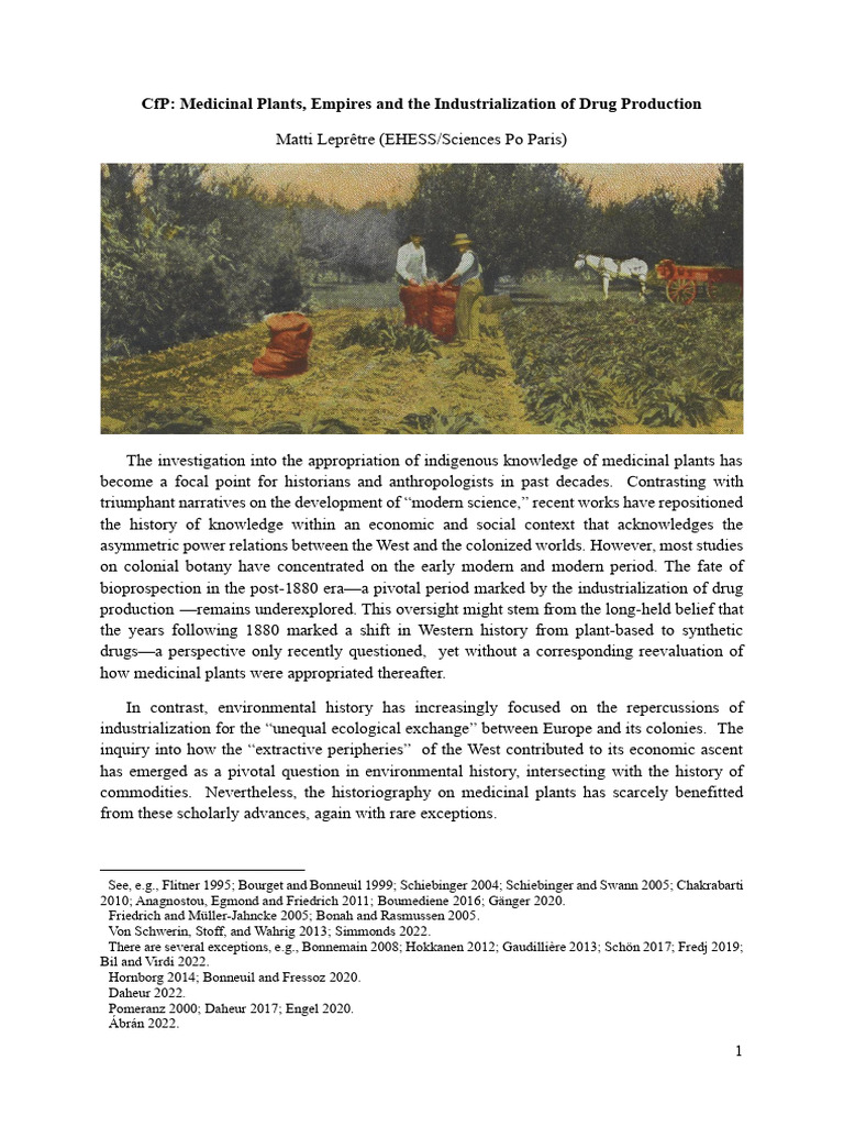 Medicinal Plants, Empires and The Industrialization of Drug Production ...
