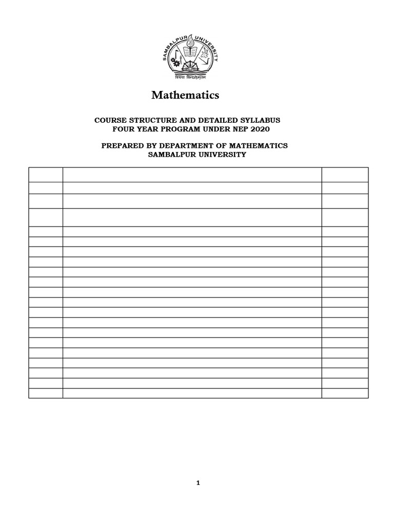 UG Mathematics Course Structure NEP 2020 | PDF | Mathematical Analysis ...