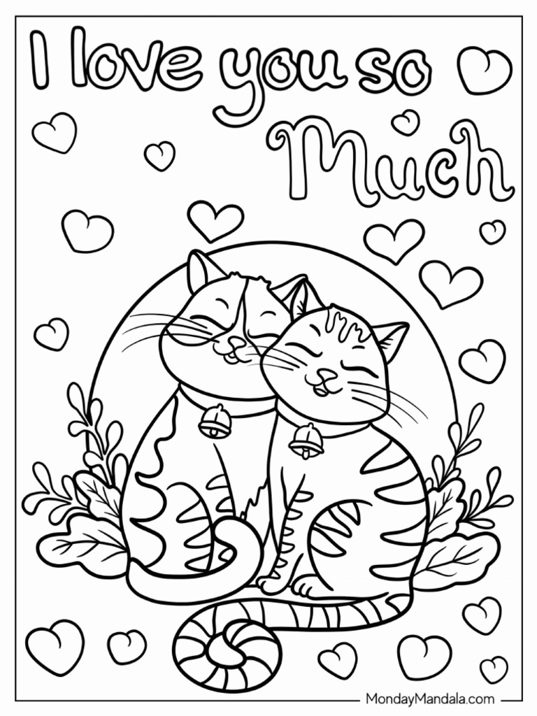 Two-Tabby-Cats-Cuddling-Coloring-Sheet-For-Kids | PDF