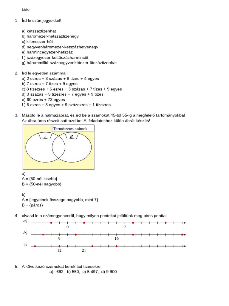 5 Osztaly Dolgozat 2 | PDF
