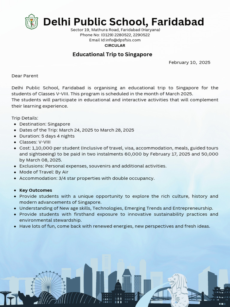 20250210062353singapore Trip Circular Classes 5-8 PDF | PDF | Indemnity ...