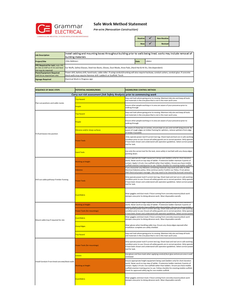 622e748f19b7cc2c7078954b - SWMS Prewire Renovation | PDF | Scaffolding ...