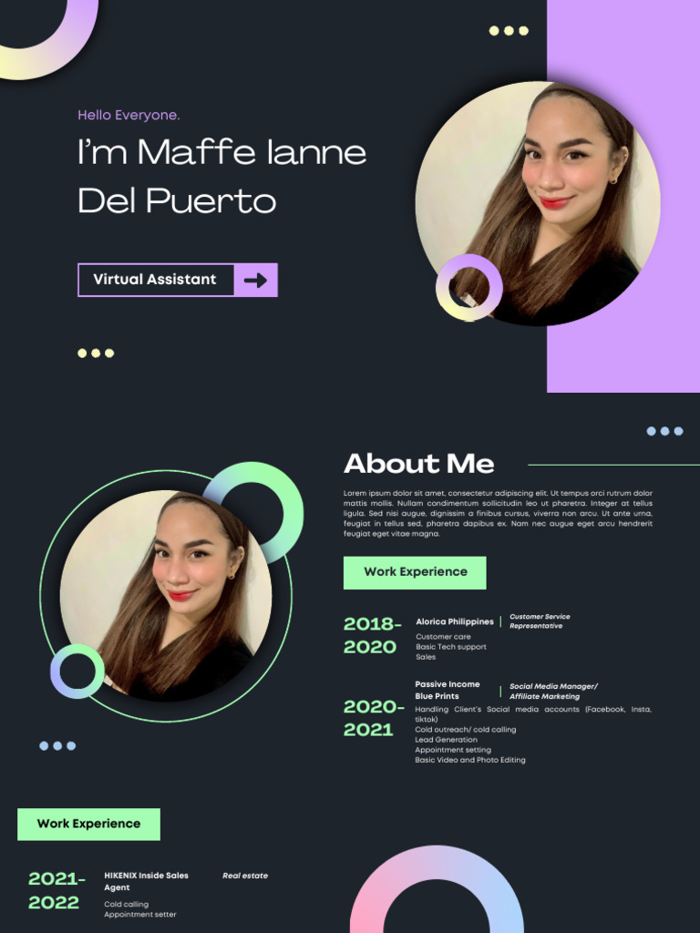Maffe Ianne Del Puerto: Virtual Assistant Profile | PDF