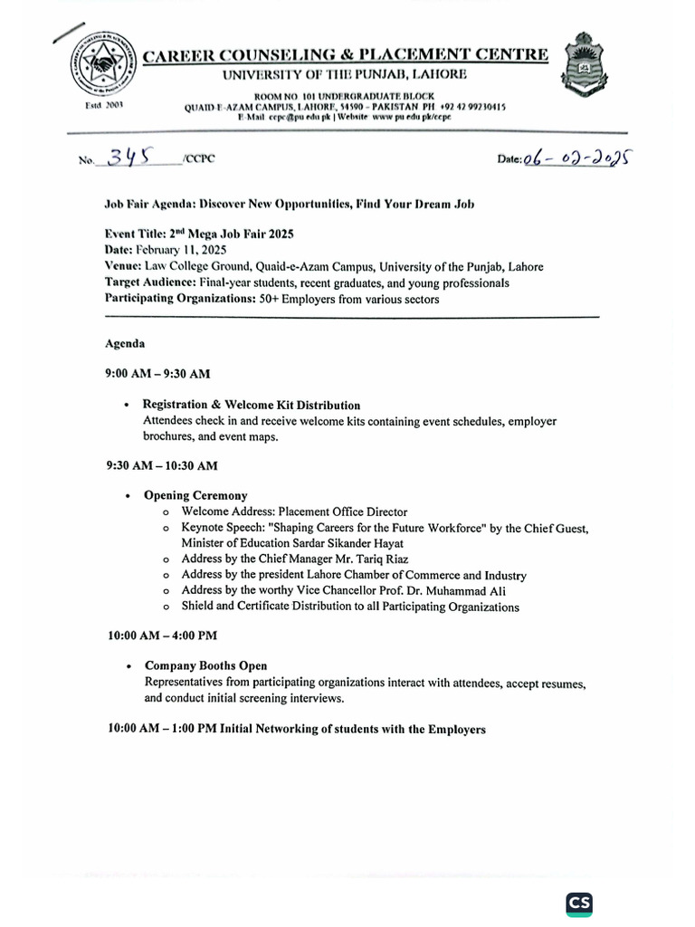 Mega Job Fair Program Schedule | PDF