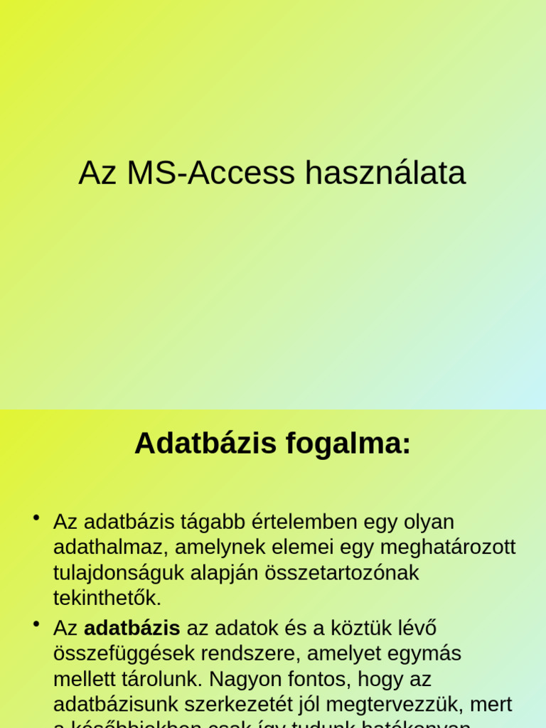 Az MS-Access Használata - birok001#849443#Tanulo#661485#Csatolmany | PDF