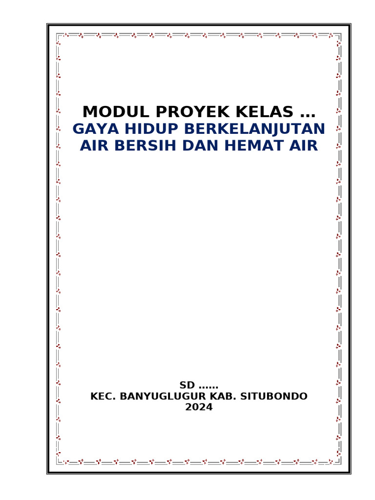 Contoh Modul P5 Pola Hidup Berkelanjutan Topik Air Bersih Dan Hemat Air ...
