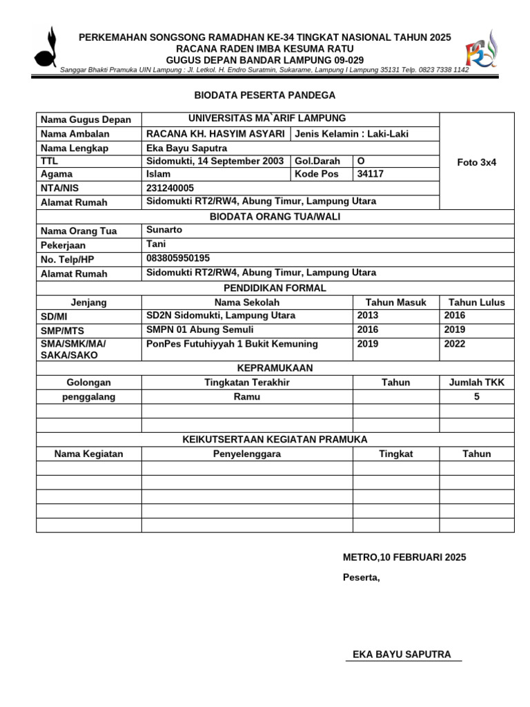 BIODATA BAYU | PDF