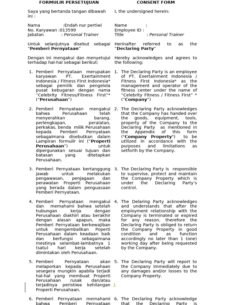 Consent Form CF Property | PDF