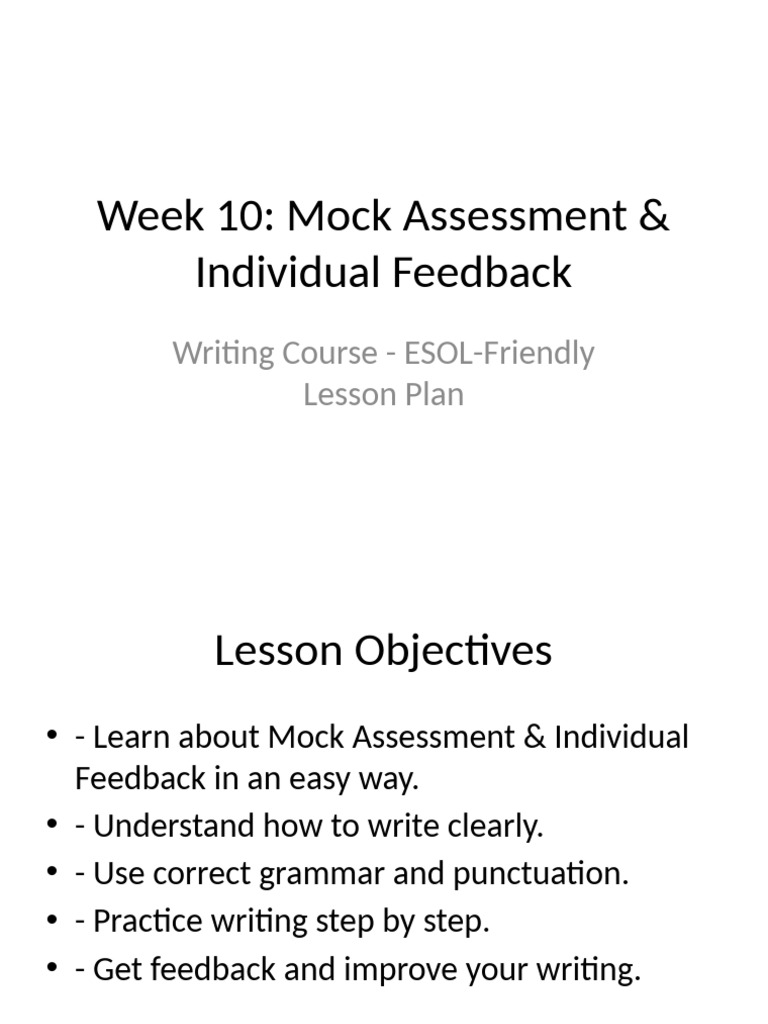 Week 10 ESOL Writing Lesson | PDF