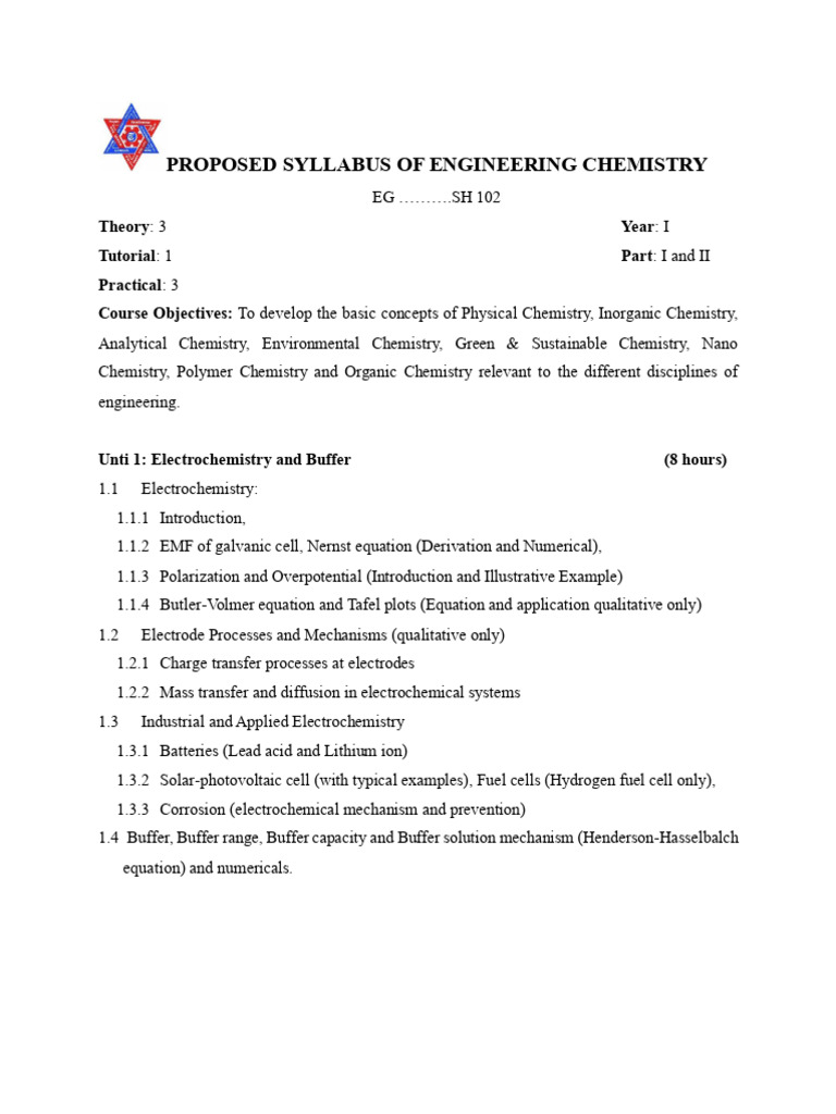 Chemistry Syllabus Detail | PDF | Catalysis | Electrochemistry