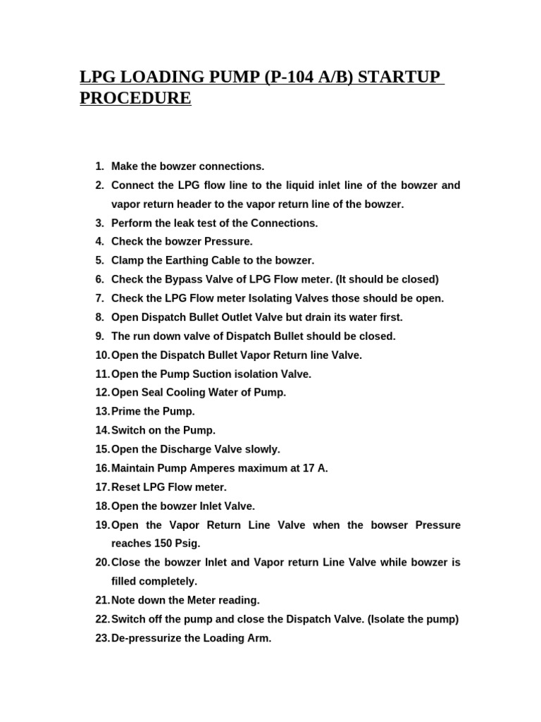 LPG Loading Pump Startup Guide | PDF