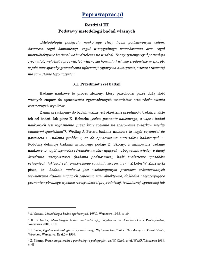Metodologia Pedagogika Przyklad 2 | PDF