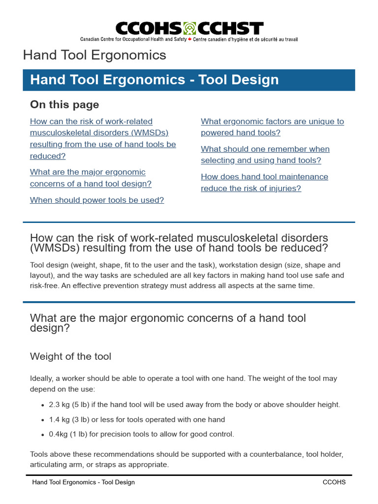 Hand Tool Ergonomics for Safety | PDF | Hand | Thumb
