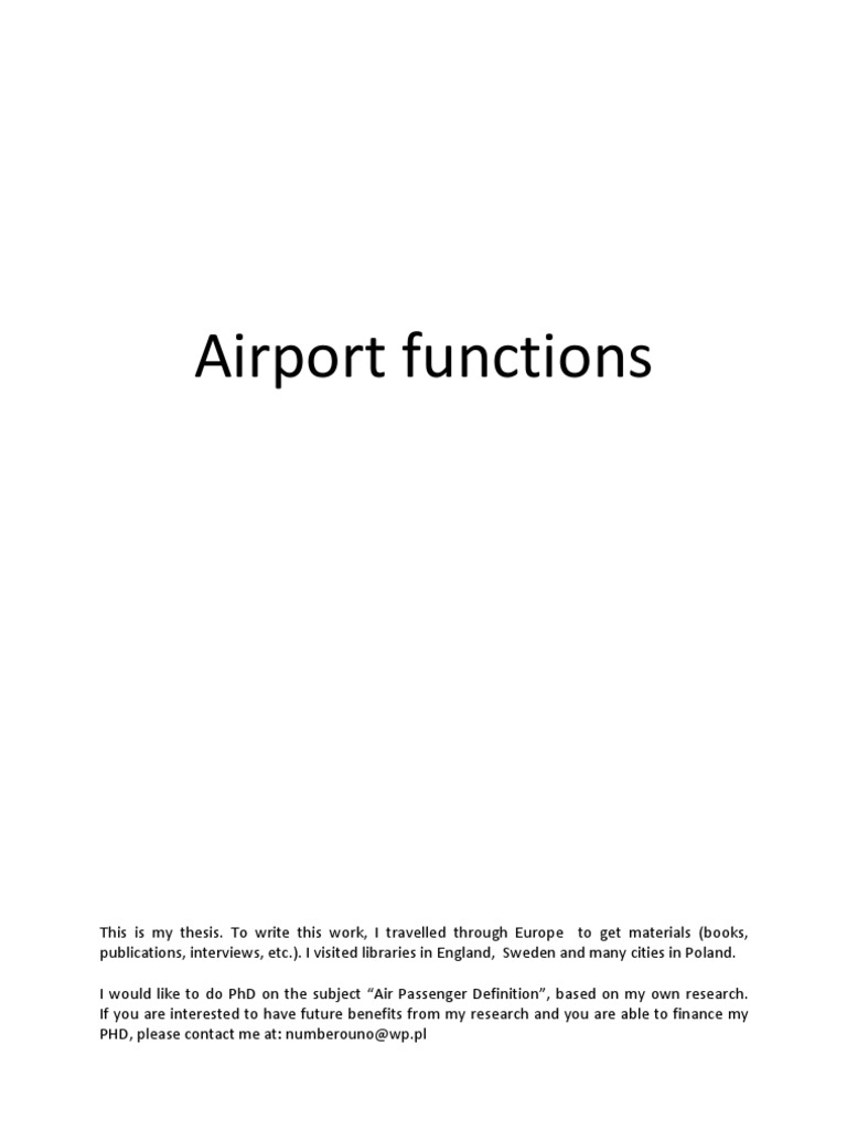Airport Functions | PDF | Airport | Aviation