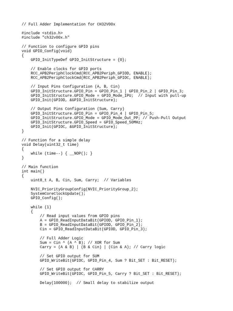Full Adder Implementation For CH32 | PDF