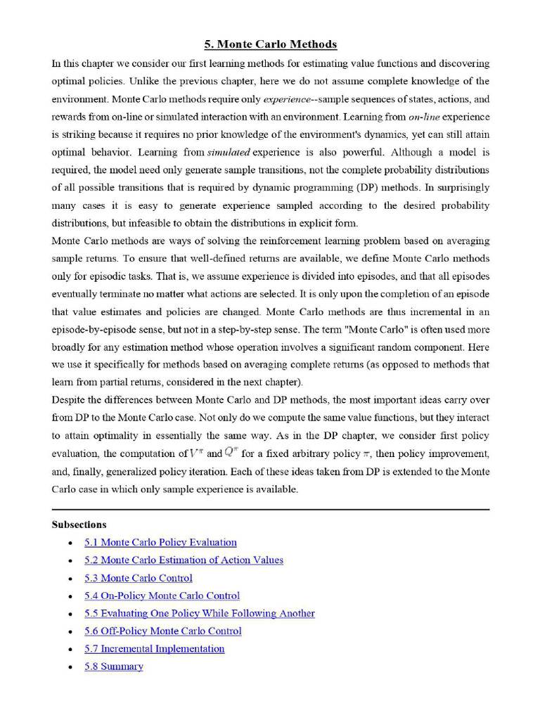 5a. Monte Carlo Methods | PDF