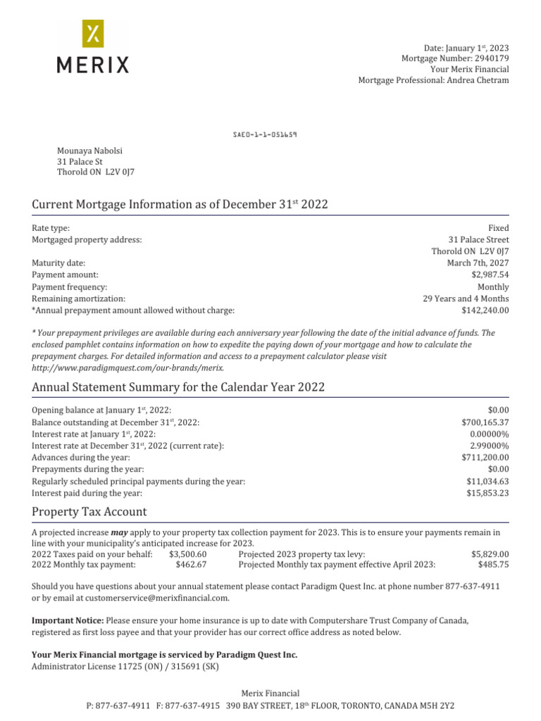 2022 Annual Statement - Mounaya Nabolsi 20230103 1317 | PDF | Mortgages ...