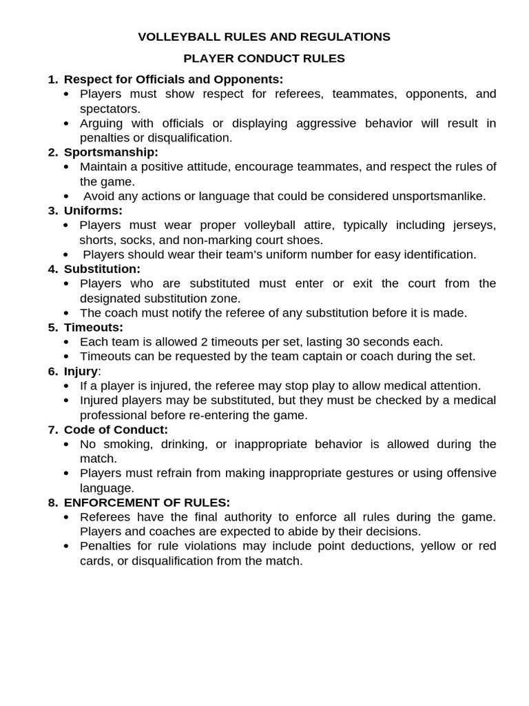 Volleyball Rules and Regulations | PDF