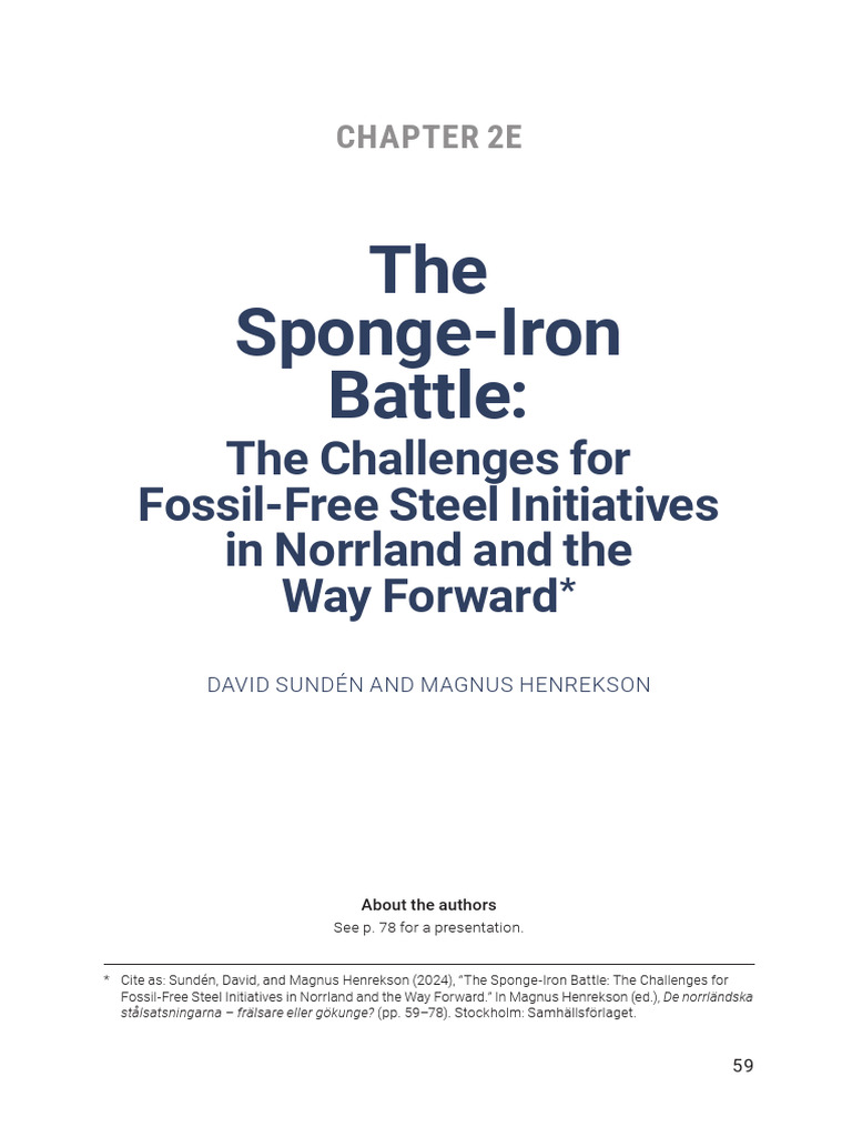 2024 Sunden Henrekson The Sponge Iron Battle The Challenges For Fossil ...