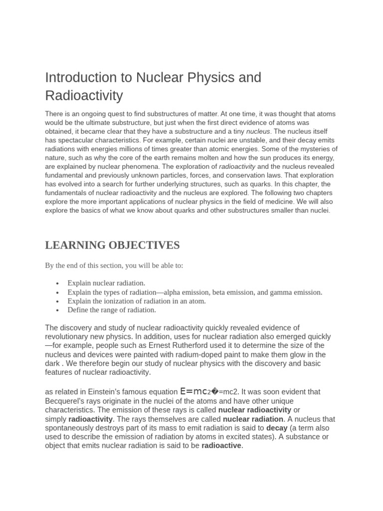 Nuclear Physics: Radioactivity Basics | PDF | Radioactive Decay ...