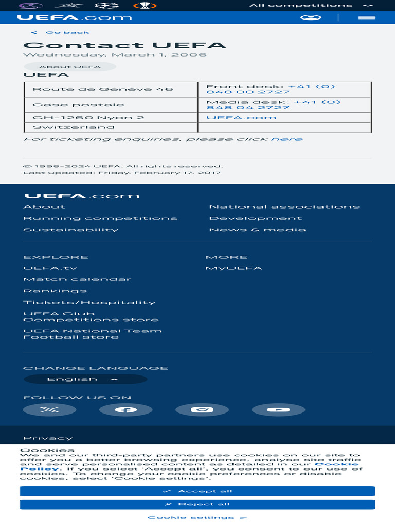 Contact UEFA | PDF
