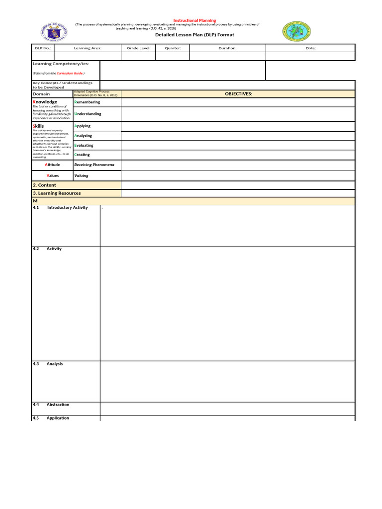 DepEd DLP Template | PDF | Learning | Knowledge