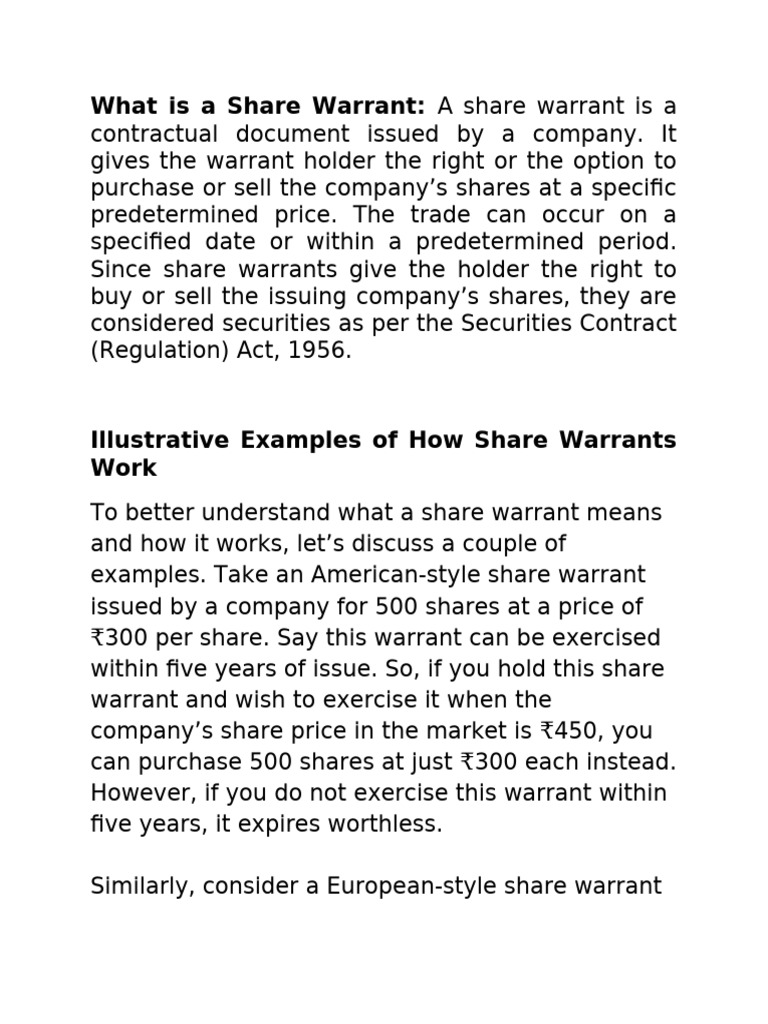 What Is A Share Warrant | PDF