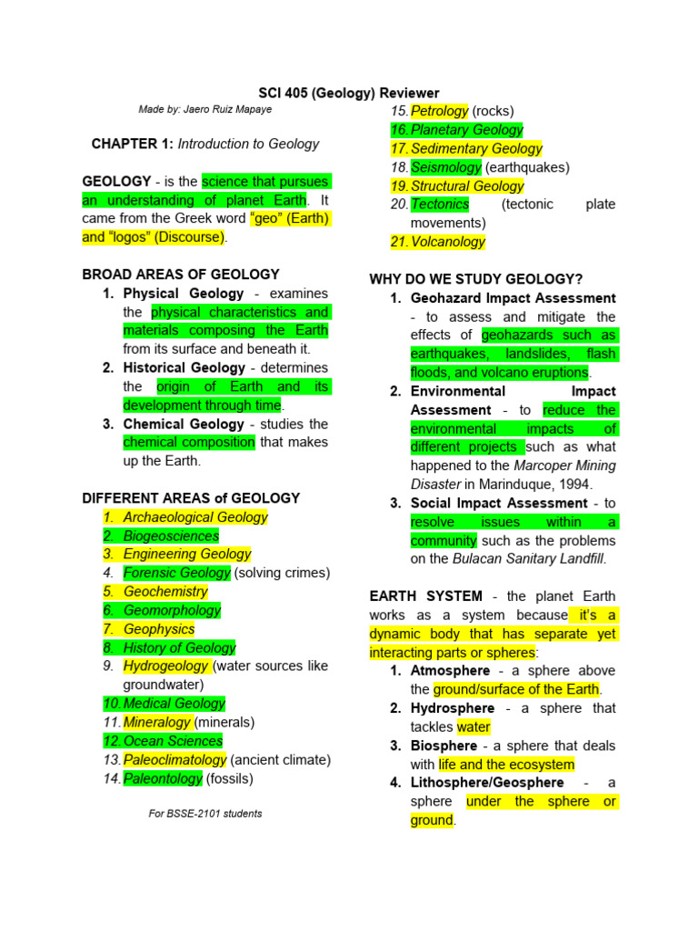 Geology Midterm Reviewer | PDF | Sedimentary Rock | Lava