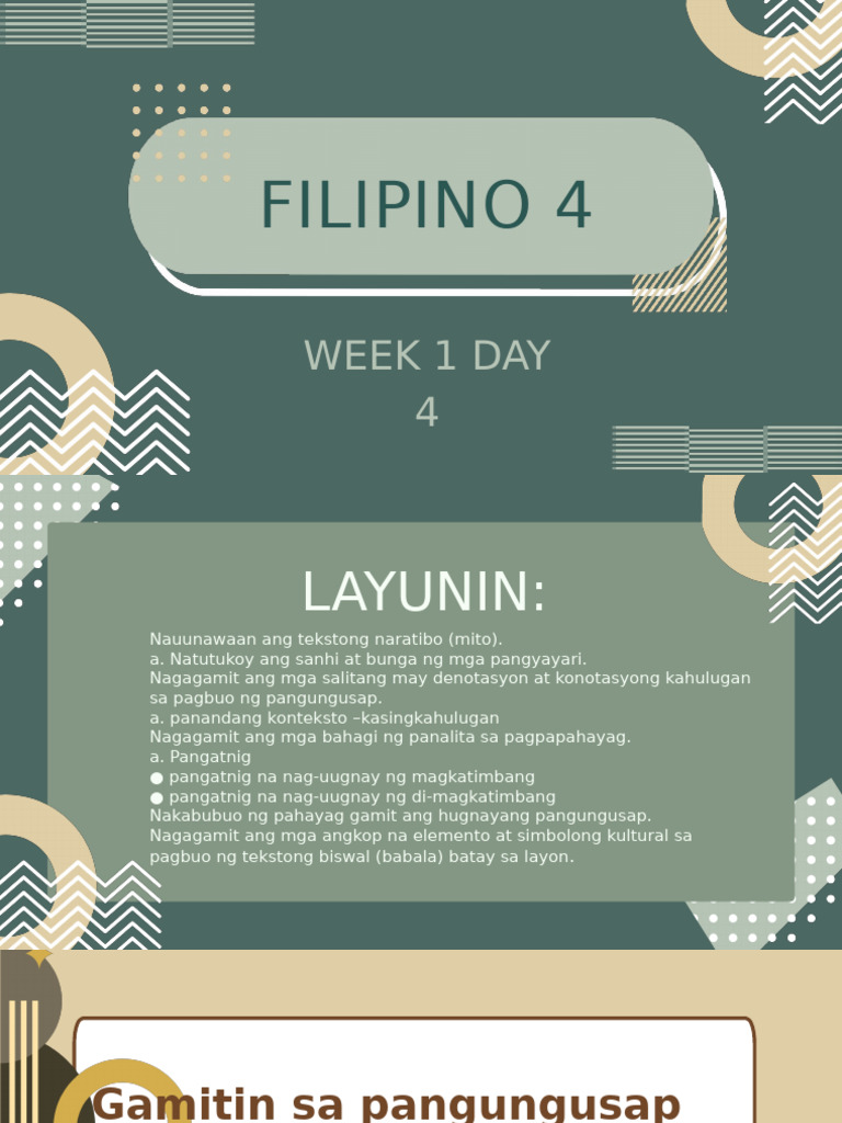 Q4 Filipino 4 Week 1 Day 4 | PDF