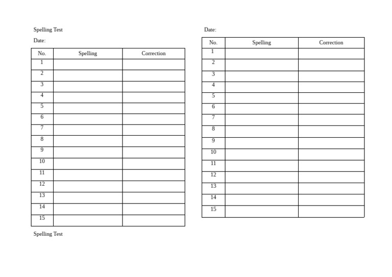 Spelling Test Booklet | PDF