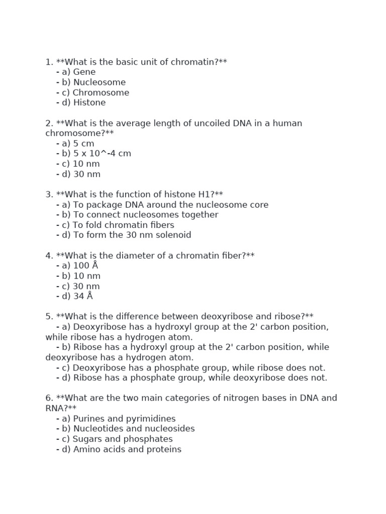 Genetics question | PDF | Dna | Chromatin